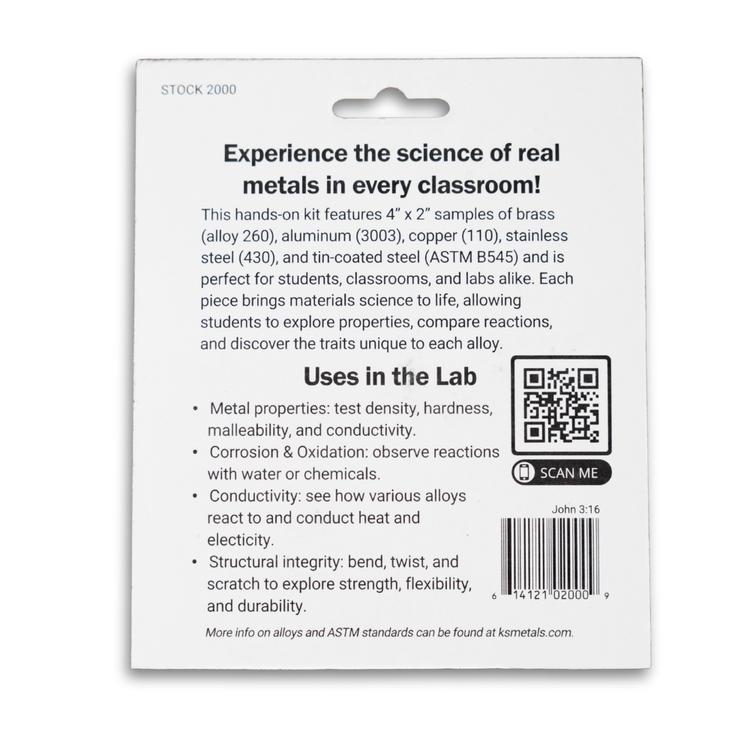 K&S Precision Metals Lab Pack – Classroom STEM Exploration Kit (5 Piec ...