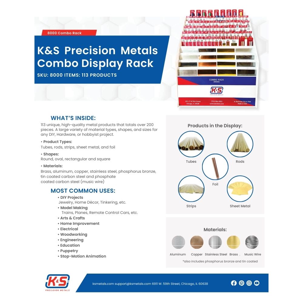 Combo Display Rack | Brass, Aluminum, Copper, & Stainless Steel Center ...